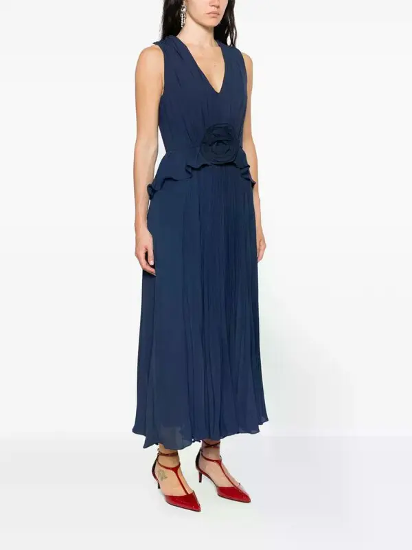 NISSA Plissé Midi Dress