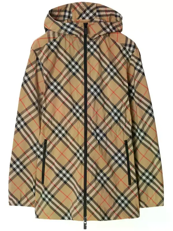 Burberry Nova Check Hooded Coat - Neutrals