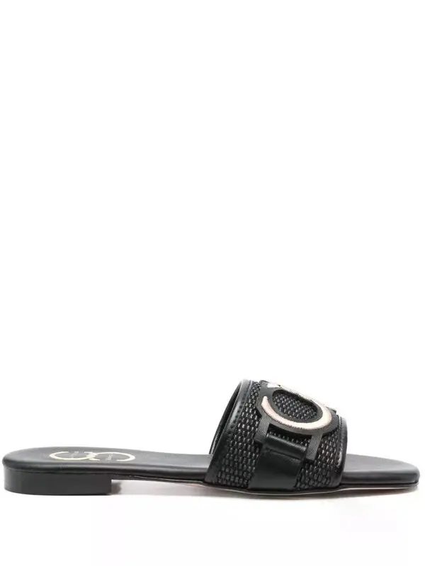 Casadei Logo-patch Round-toe Sandals - Black