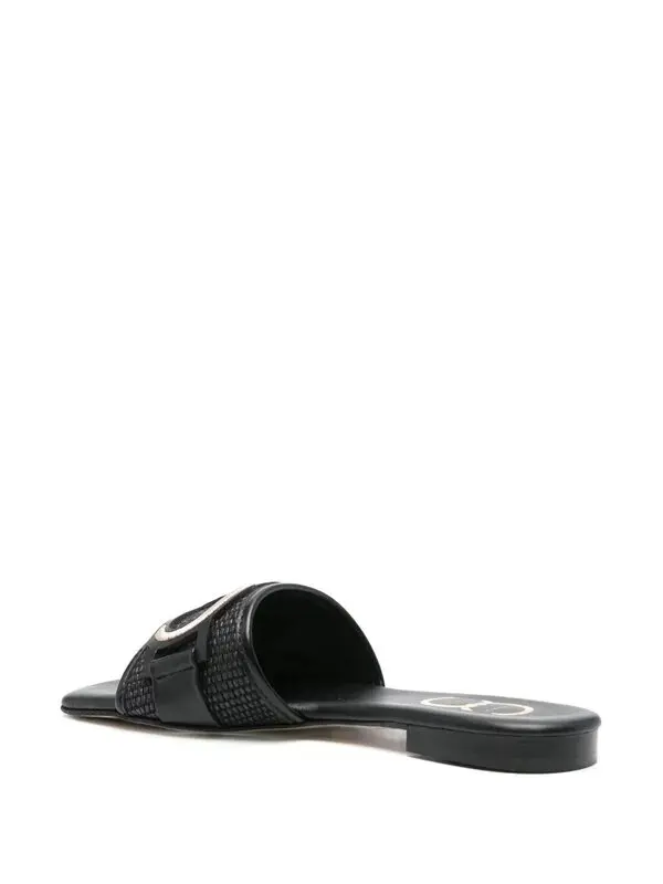 Casadei Logo-patch Round-toe Sandals - Black