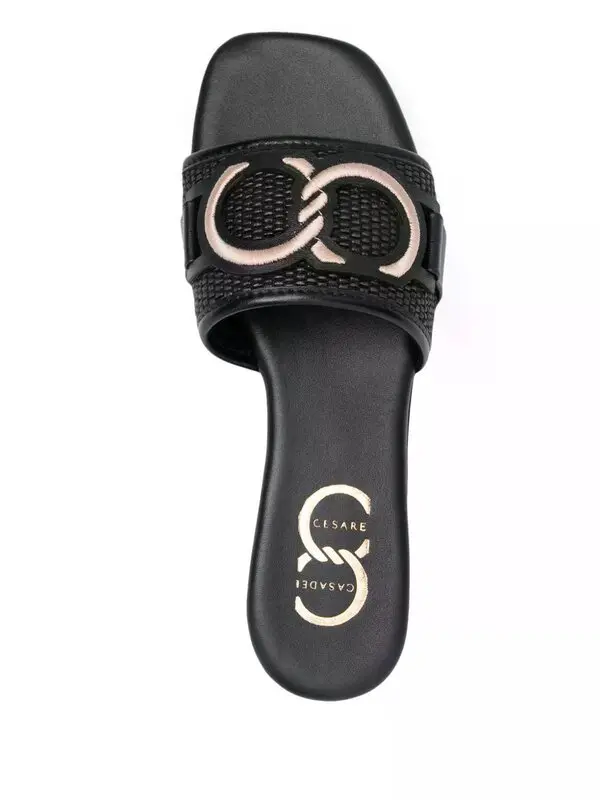 Casadei Logo-patch Round-toe Sandals - Black