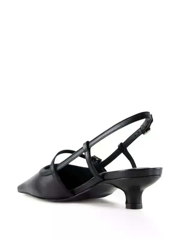 NOTABENE Elenne Pointed-toe Slingback Kitten-heel Pumps - Black