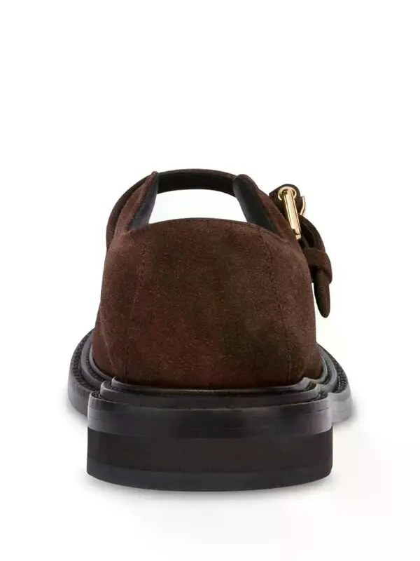 Moschino Suede Loafers With Buckle Detail - Brown
