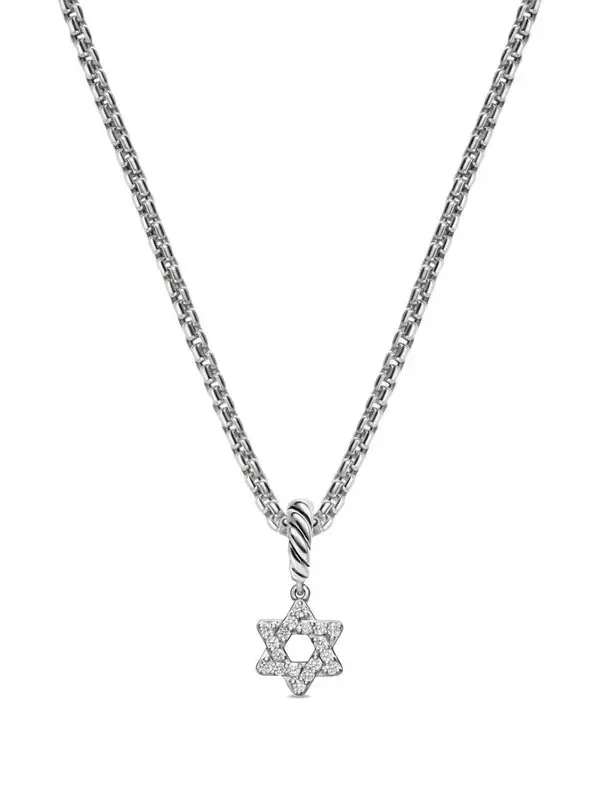 David Yurman Micro Pavé Star Of David Diamond Necklace - Silver