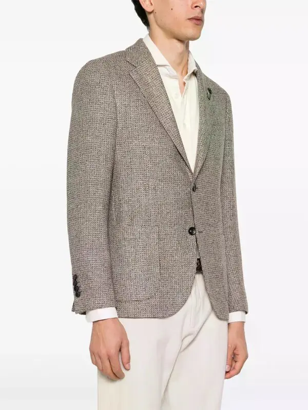 LARDINI Interwoven Single-breasted Blazer - Brown