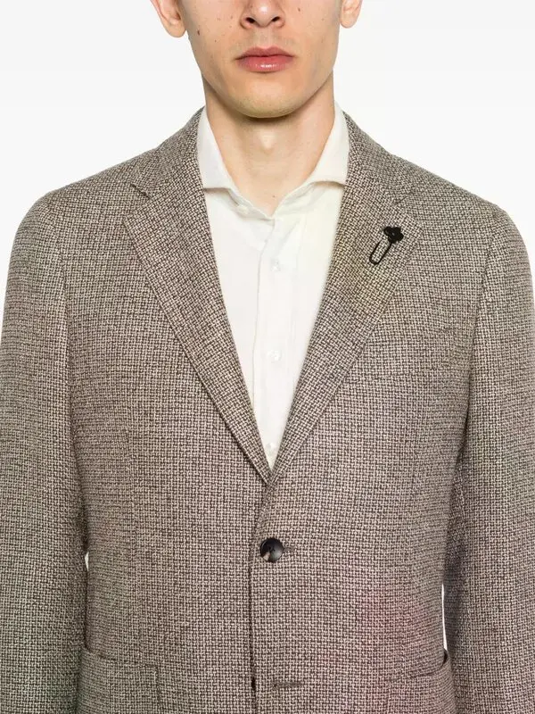 LARDINI Interwoven Single-breasted Blazer - Brown