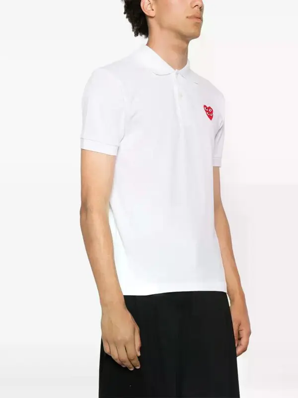 Play Comme Des Garcon Heart-patch Cotton Polo Shirt - White