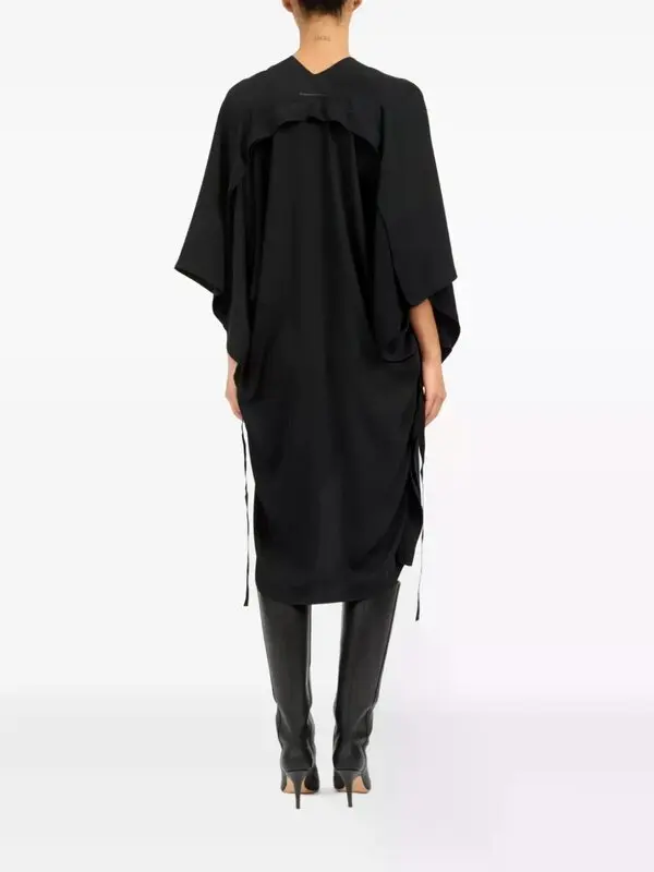 MAISON MARGIELA V-neck Midi Dress With Drop Shoulder And Asymmetric Hem