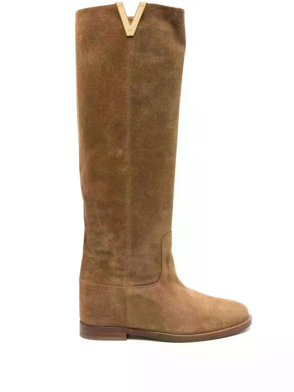 VIA ROMA 15 Suede Knee-high Boots - Brown