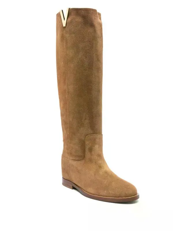 VIA ROMA 15 Suede Knee-high Boots - Brown