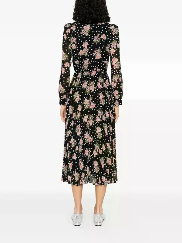 NISSA Printed Midi Dress With Lace Collar