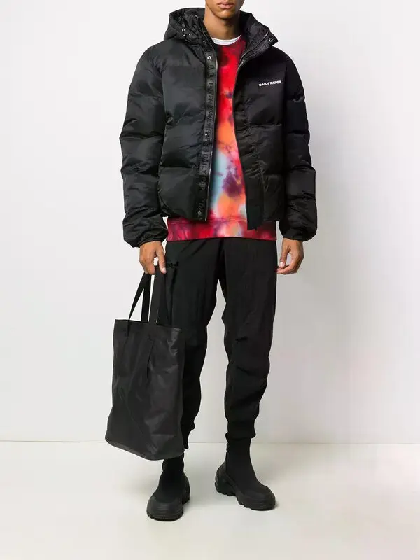 DAILY PAPER Logo-print Down Jacket - Black