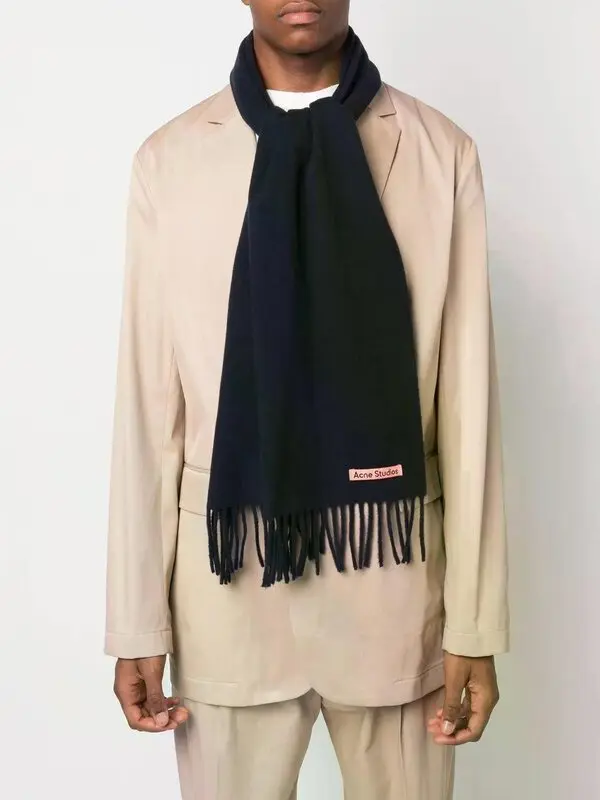 Acne Studios Fringed Wool Scarf - Blue