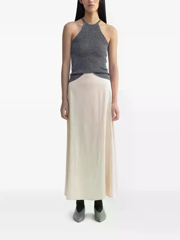 AERON Halterneck Ribbed Lurex Top