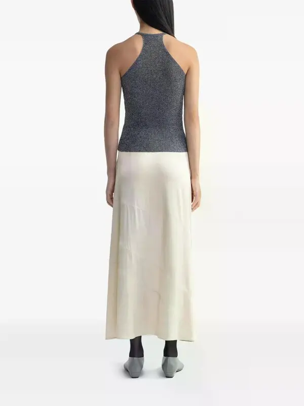 AERON Halterneck Ribbed Lurex Top