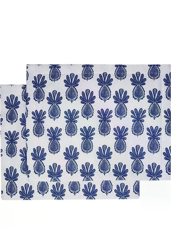 La DoubleJ Pineapple-print Tablemats - Blue