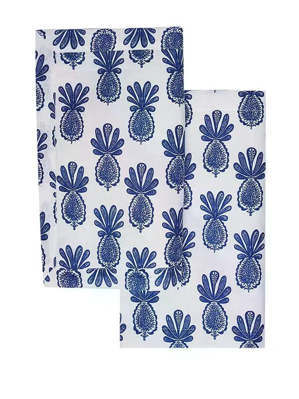 La DoubleJ Pineapple-print Tablemats - Blue