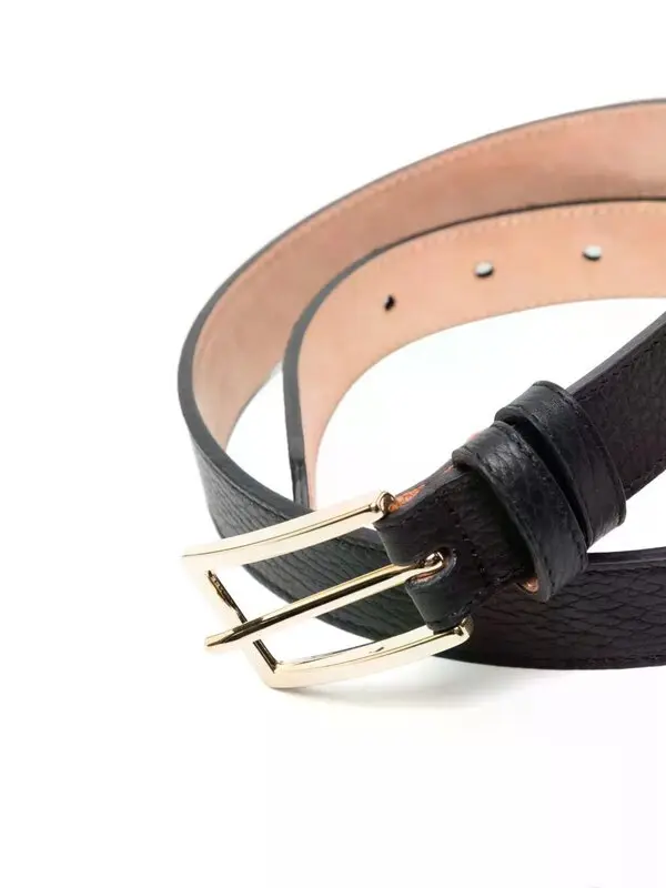 N.peal Leather Belt With Gold-tone Buckle - Black