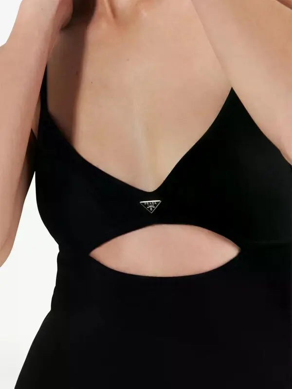 Prada Interlock Fabric One-piece Swimsuit With Cut-out Detail