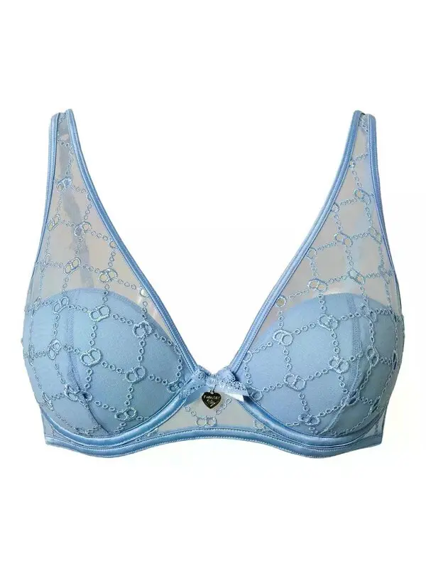 TWINSET Lace-trimmed Mesh Bra - Blue