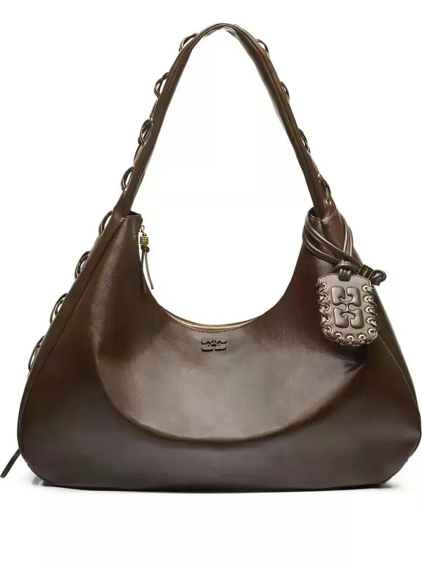 GANNI Lace Detail Shoulder Bag - Green