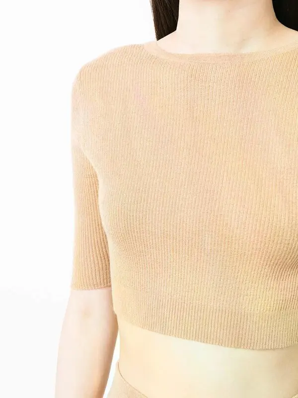 Cashmere In Love Liza Scoop-back Cropped Top - Brown