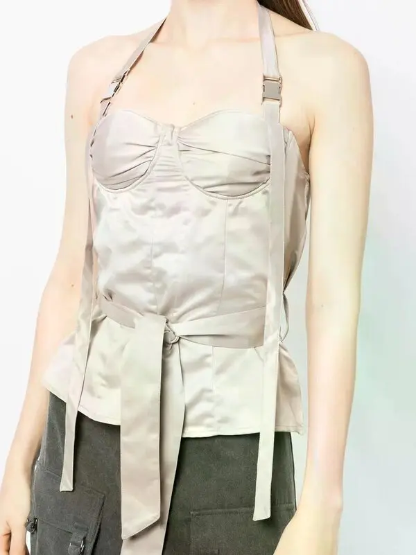 Rokh Bustier-detail Halterneck Top