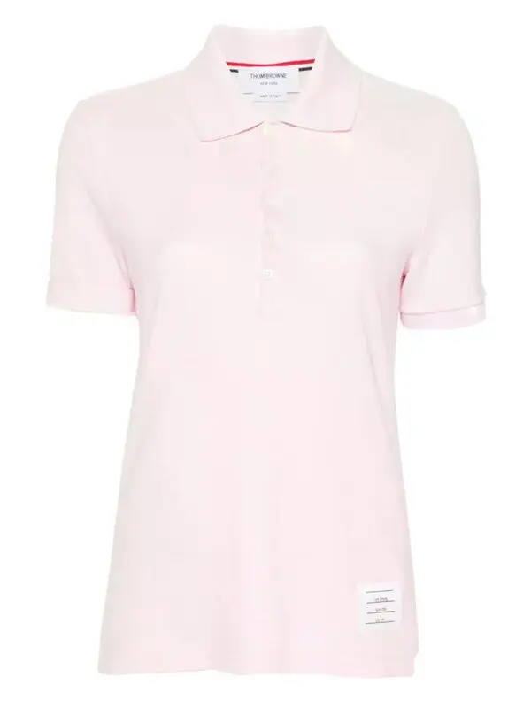 Thom Browne Logo-patch Piqué Polo Top - Pink