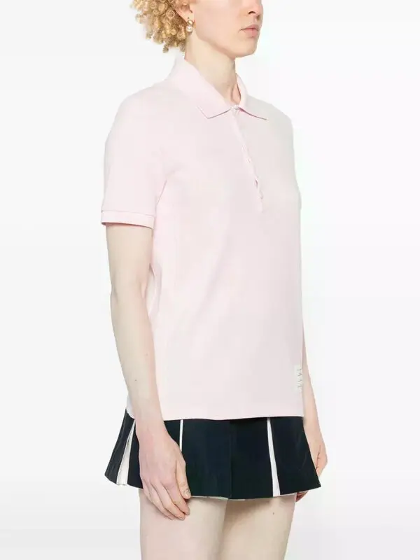 Thom Browne Logo-patch Piqué Polo Top - Pink