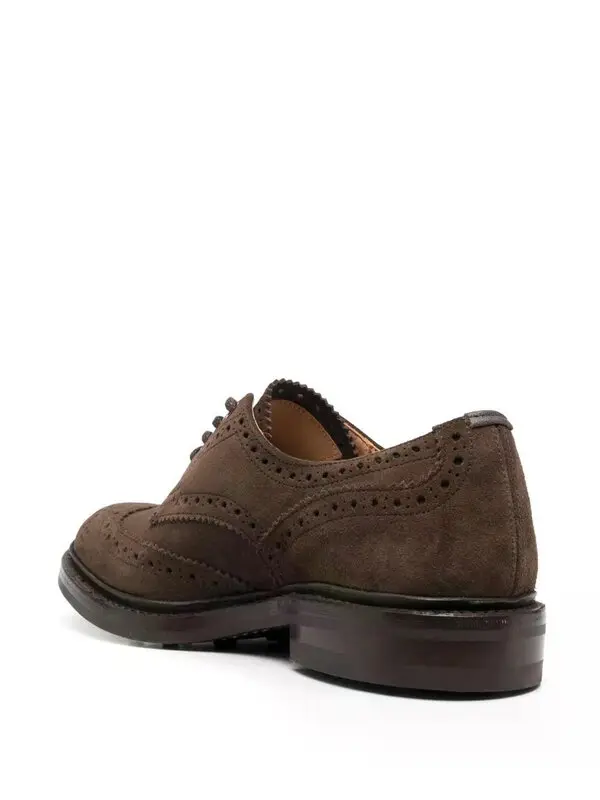 TRICKER'S Brogue Detail Suede Derby Shoes - Brown