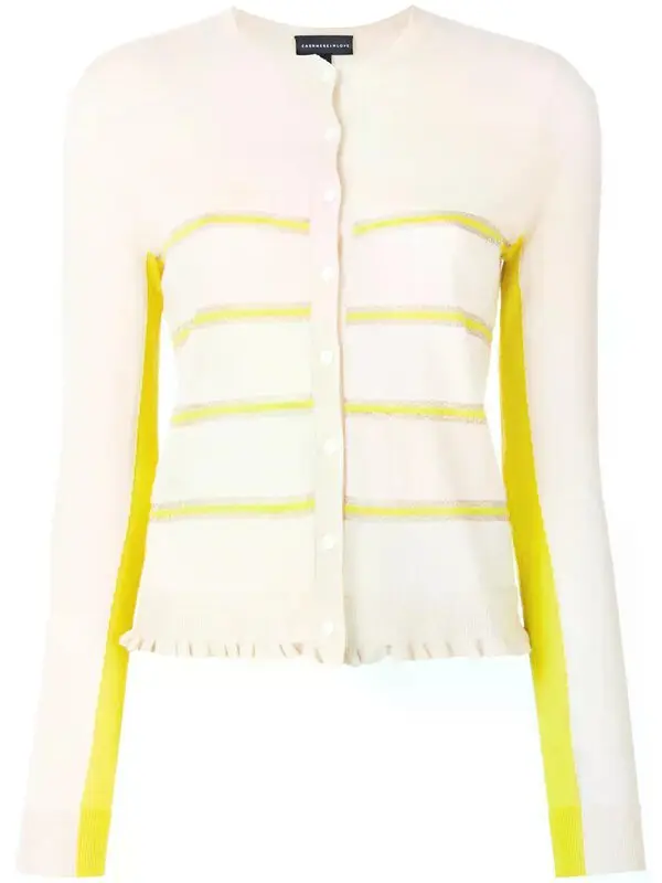 Cashmere In Love Capucine Cropped Striped Cashmere Cardigan - Neutrals