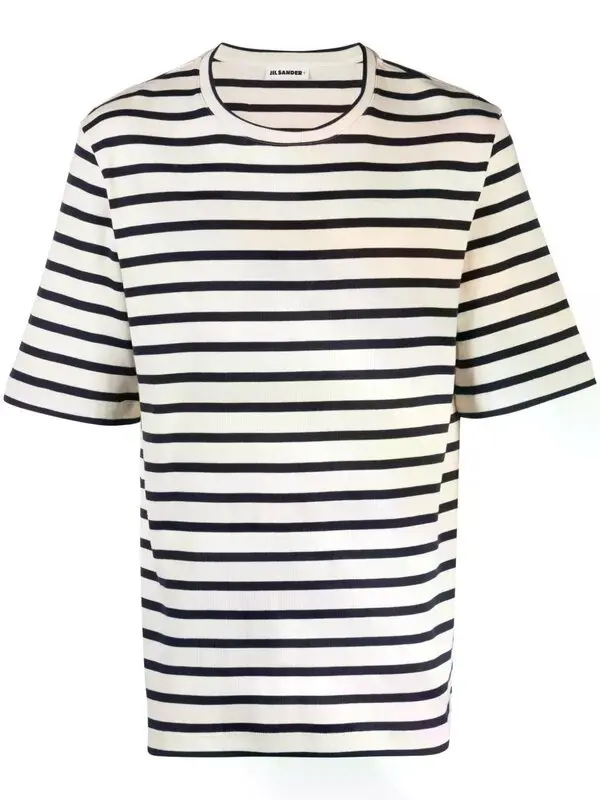 JIL SANDER Striped Ribbed Cotton T-shirt