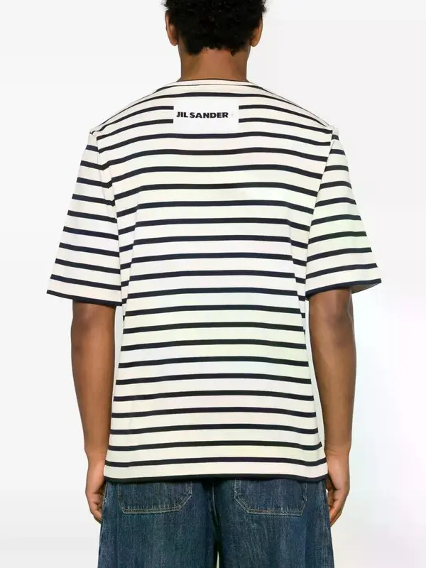 JIL SANDER Striped Ribbed Cotton T-shirt