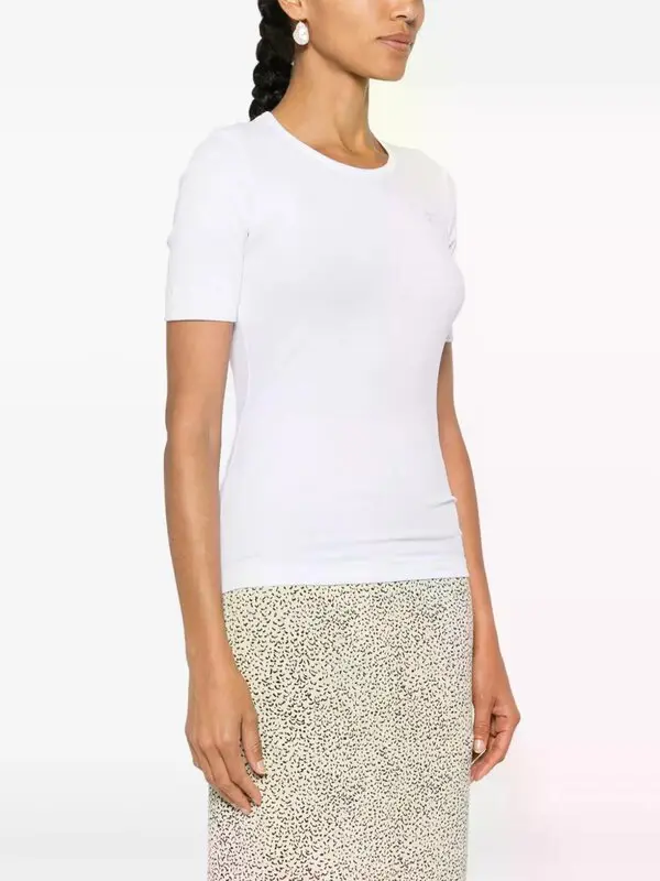 GANNI Soft Cotton Rib Short Sleeve T-shirt - White