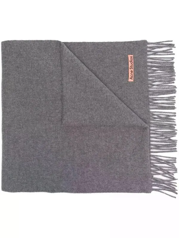 Acne Studios Fringed Wool Scarf - Grey