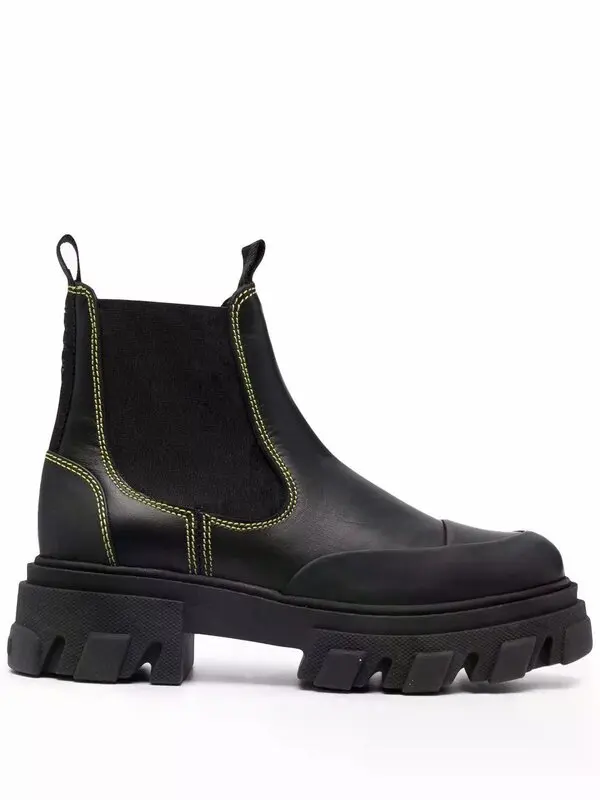 GANNI Leather Chelsea Ankle Boots