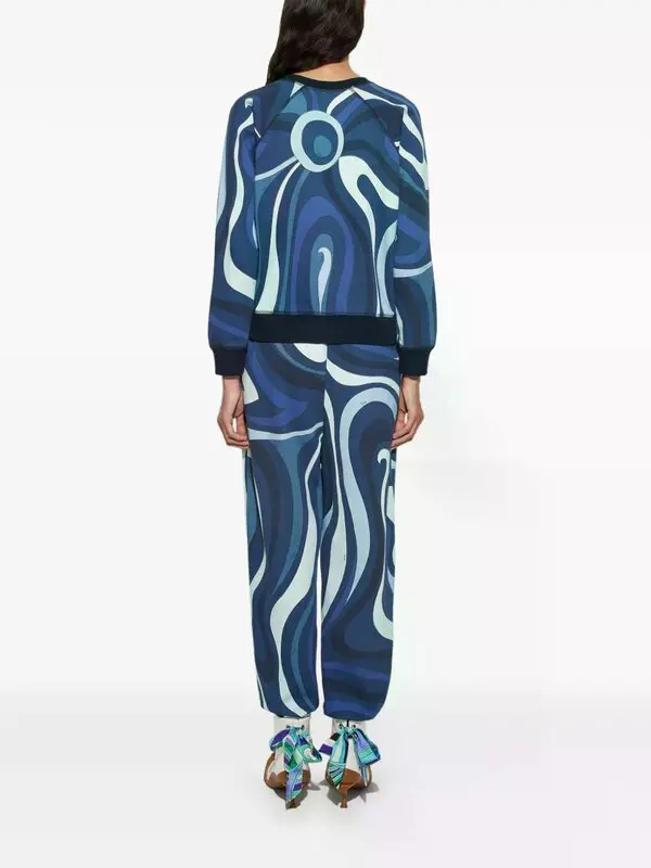Emilio Pucci Marmo-print Crewneck Sweatshirt - Blue