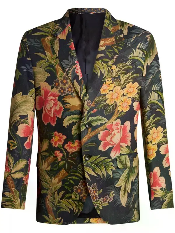Etro Floral-print Single-breasted Blazer - Blue