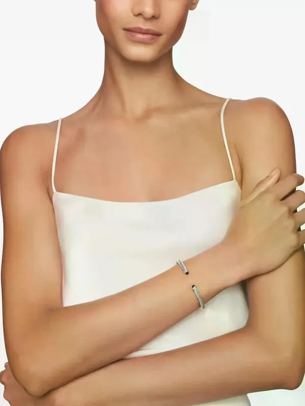 David Yurman Classic Cable Bracelet With Black Onyx And Diamonds