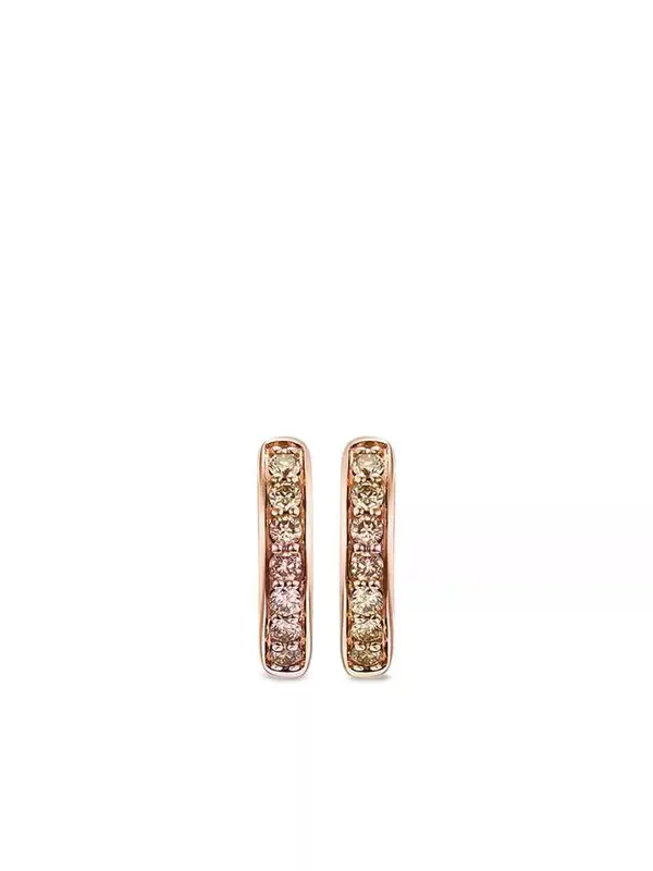 David Yurman 18kt Rose And Diamond Petite Pavé Huggie Hoop Earrings - Gold