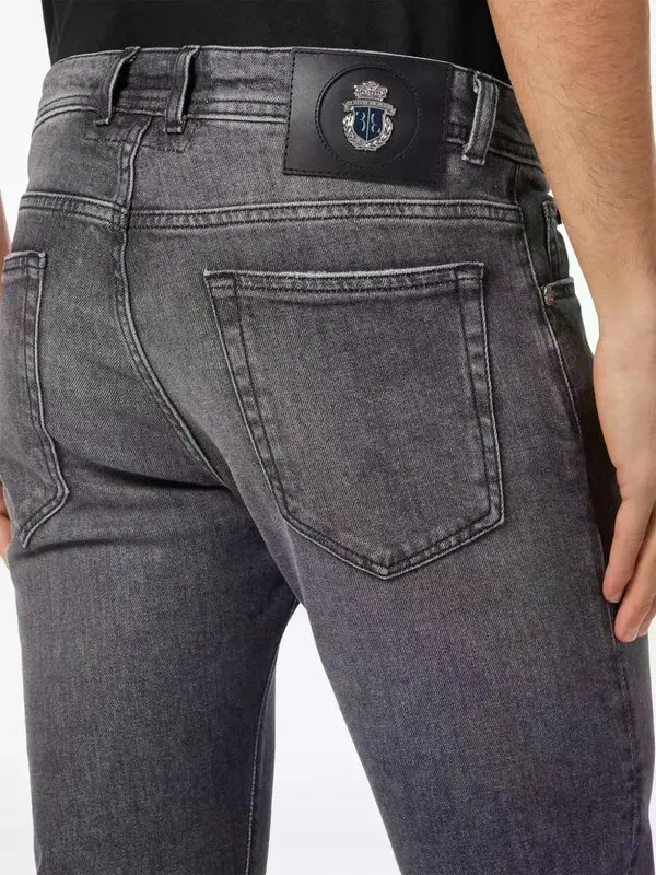 BILLIONAIRE Logo-appliqué Straight-leg Jeans - Grey