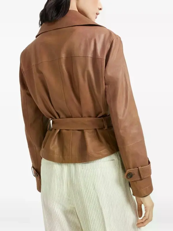 Brunello Cucinelli Belted Leather Jacket