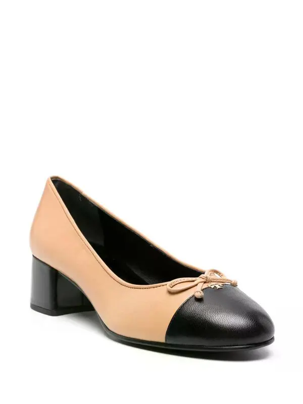 Tory Burch Cap-toe Block Heel Pumps With Bow Detailing