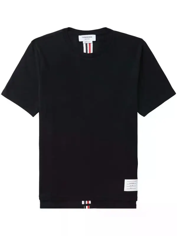 Thom Browne Stripe-detail Cotton T-shirt - Blue