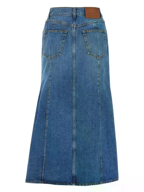 Alexander McQueen Slashed Denim Midi Skirt