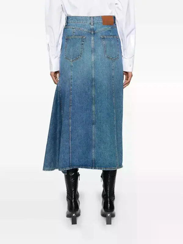 Alexander McQueen Slashed Denim Midi Skirt