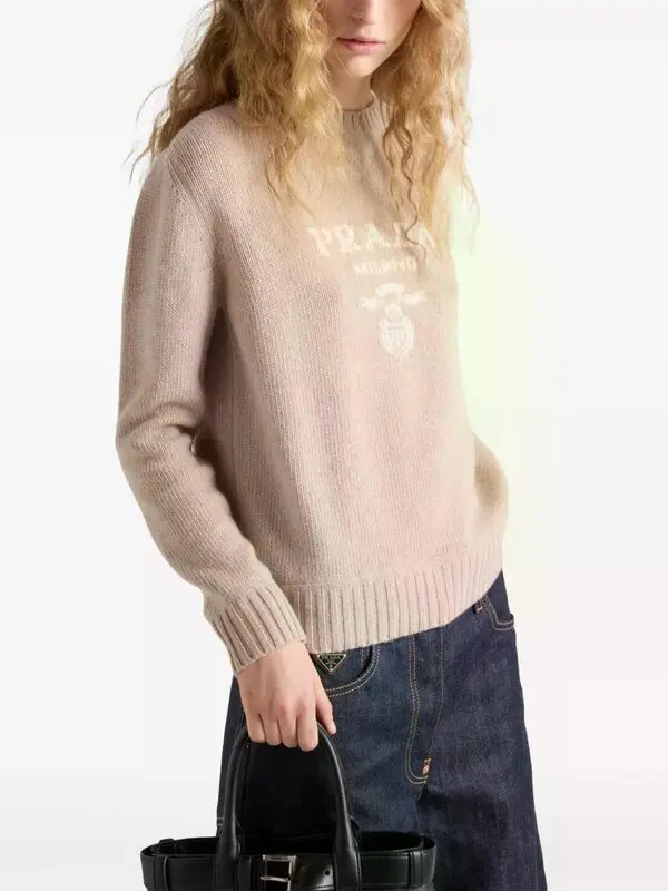 Prada Logo-intarsia Crew-neck Sweater