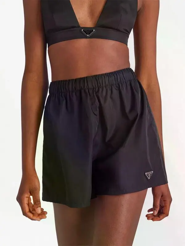 Prada Re-nylon Triangle Logo Shorts - Black