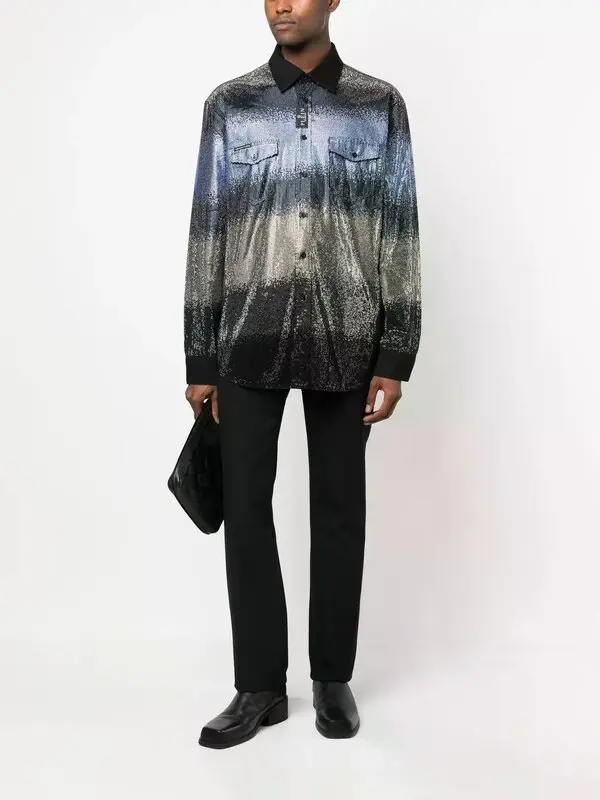 Philipp Plein Striped Sequin Shirt