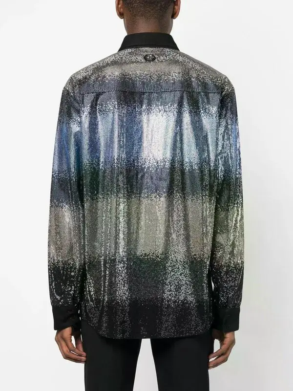 Philipp Plein Striped Sequin Shirt